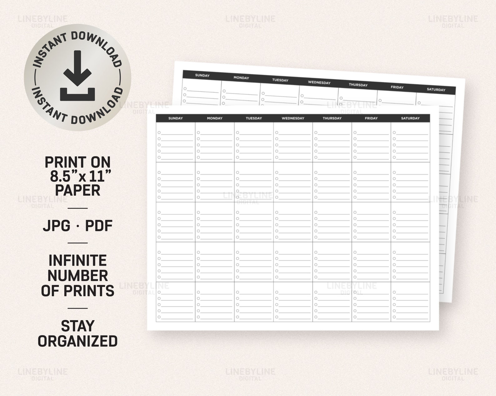 Monthly Calendar, Printable Calendar, Blank Calendar, Calendar With ...