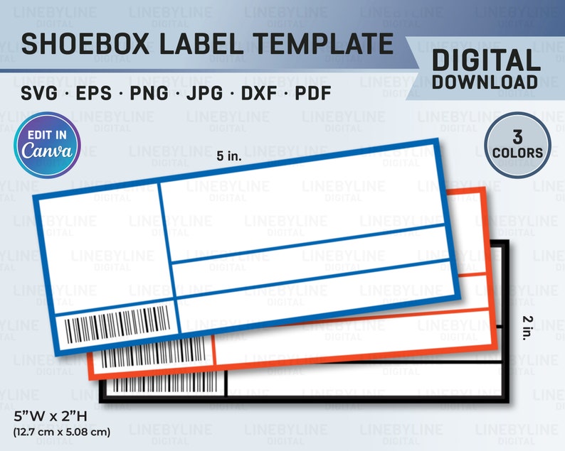 Shoe Box Label Template, Shoe Box Label, Custom Shoebox Label, Blank ...