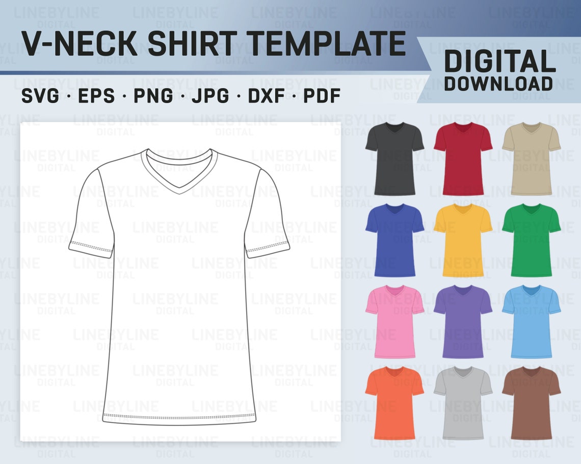 V-neck Shirt Template, T-shirt Template, All Over T-shirt, Shirt ...