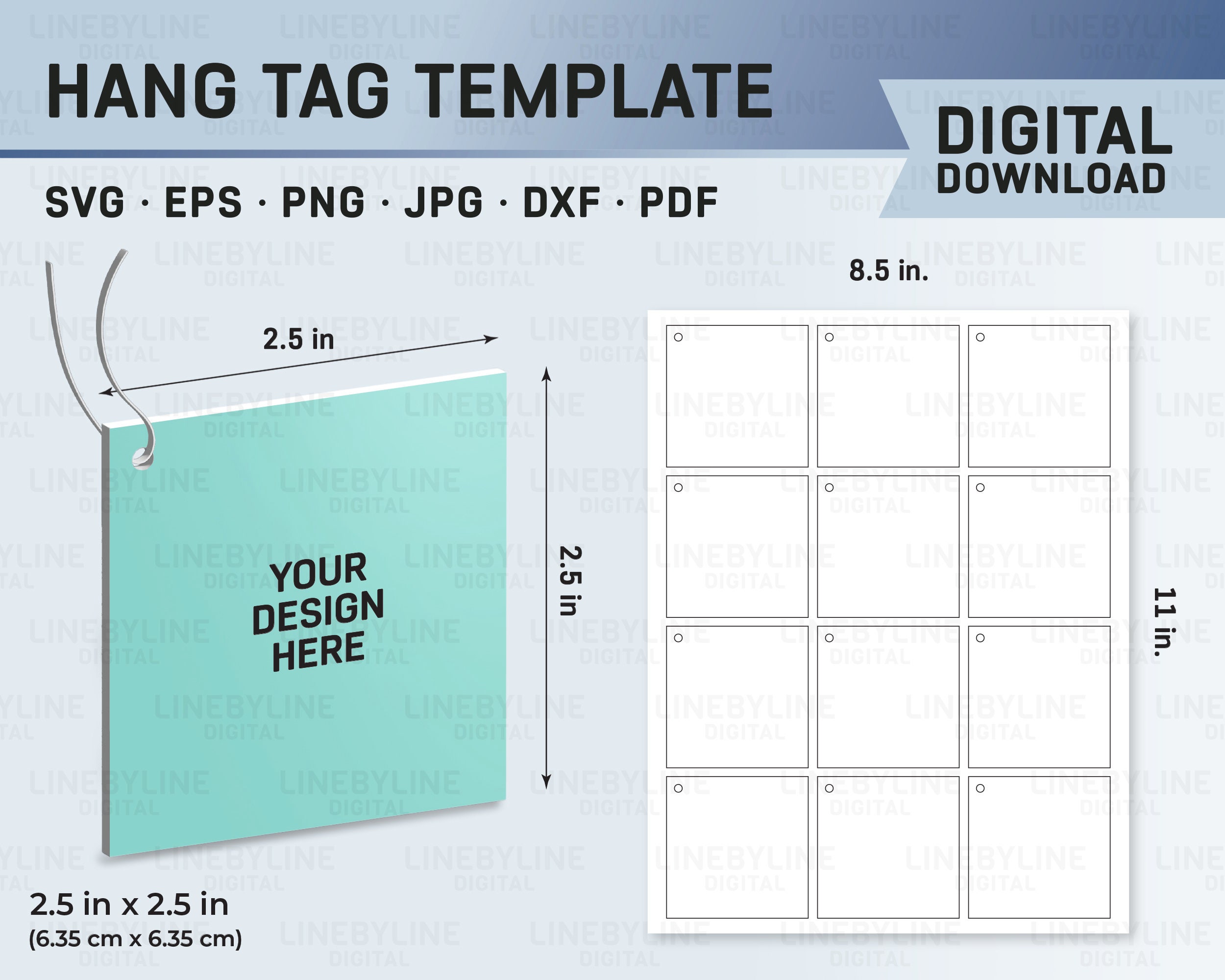 Hang Tag Template, Square Hang Tag Template, Hang Tag Sublimation, Hang ...