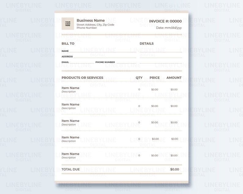 Invoice Template, Invoice Template PDF, Custom Invoice, Editable ...
