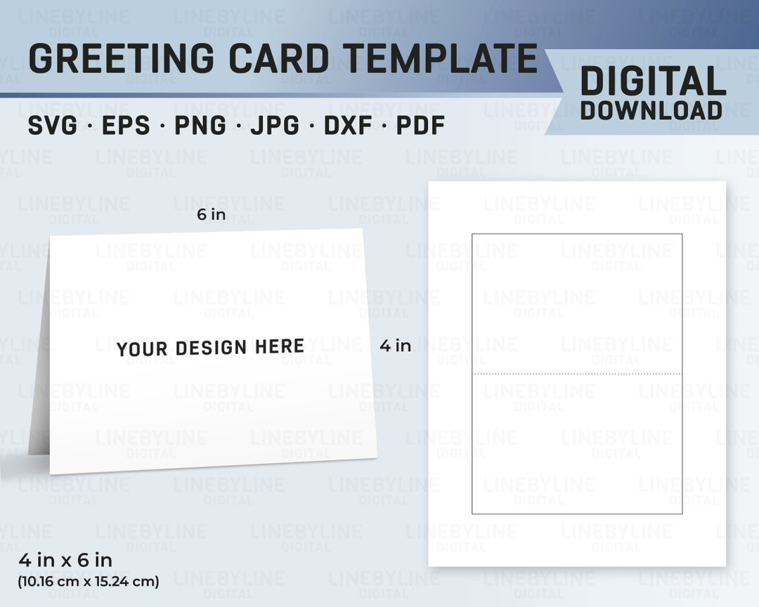 Folded Card Template, Post Card Template, Blank Greeting Card, Greeting ...