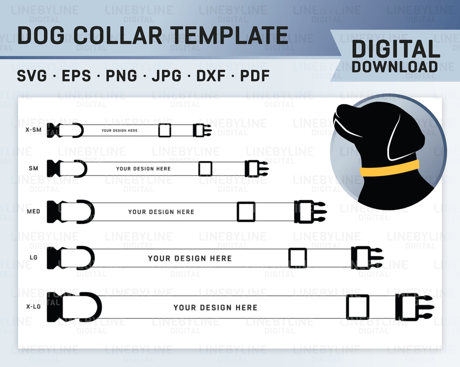 Dog Collar Template, Dog Collar Printable, Dog Collar Canva, Cat Collar ...