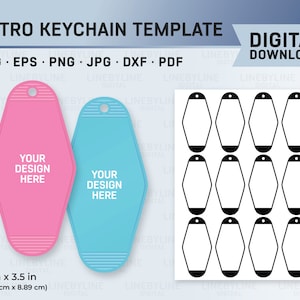 Keychain Template, Keychain Sublimation, Retro Keychain Canva, Motel ...