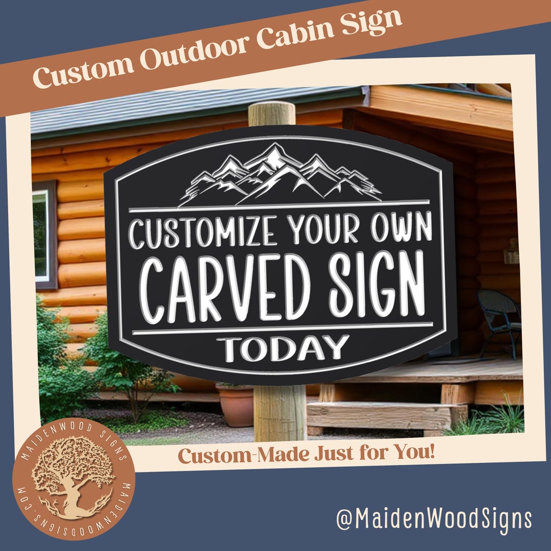 Custom Carved Mountain Cabin Sign – PVC Outdoor Lodge Welcome Sign ...
