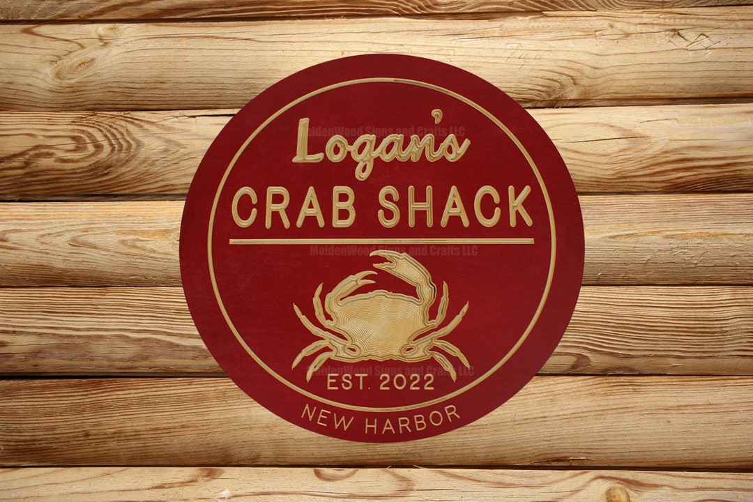 Custom Wood Crab Shack Sign Beach Home Bar Sign / Outdoor Patio Round ...