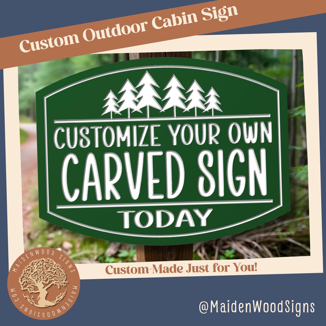 Custom Forest Cabin Sign – PVC Outdoor Carved Sign for Rustic Welcome ...