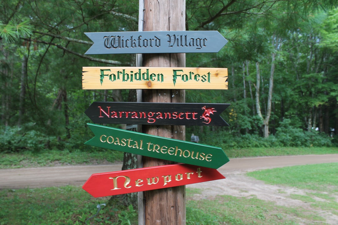 Custom Fandom Backyard Garden Hanging Arrow Signs / Destination Sign ...