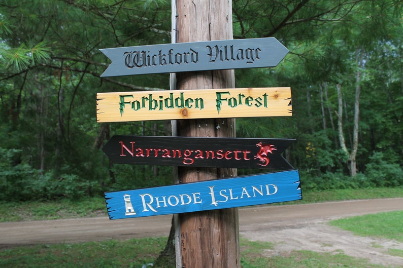Custom Carved Wood Arrow Sign Set: Fantasy Garden Decor - Etsy