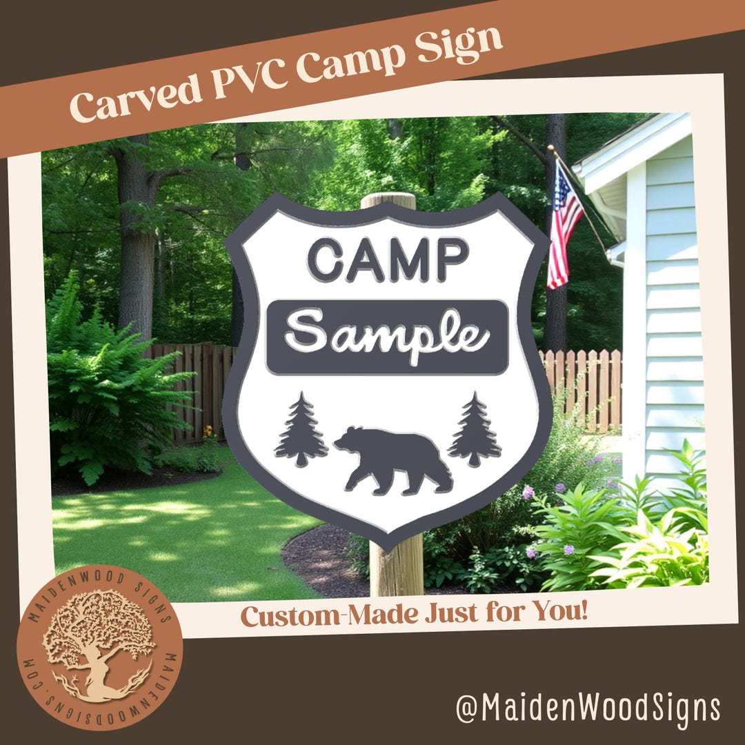 Outdoor PVC Camp Name Sign / Customizable Signs Carved Exterior ...