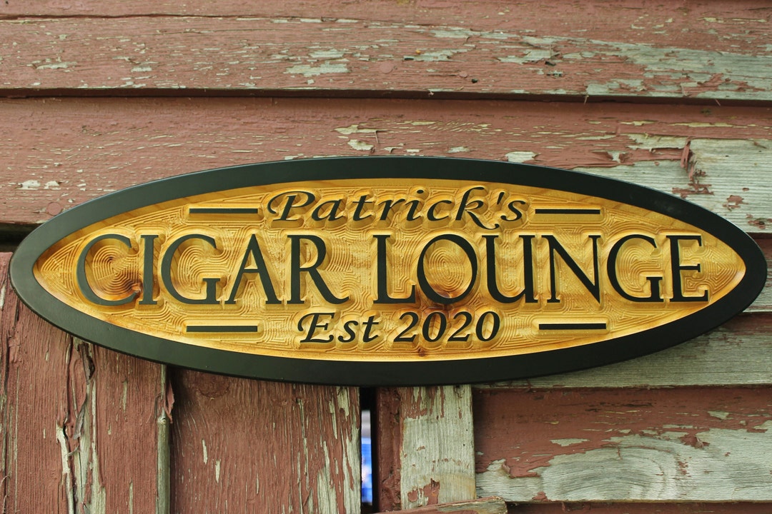 Cigar Lounge Basement Bar Last Name Sign / Rustic Wedding Bar Reception ...