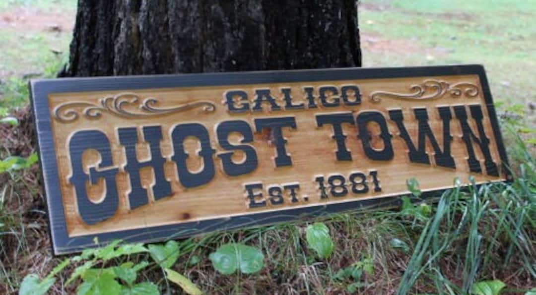 Custom Western Style Wild West Old Town Sign / Rustic Distressed Carved ...