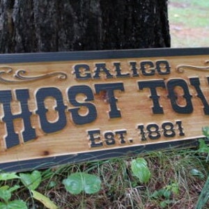 Custom Western Style Wild West Old Town Sign / Rustic Distressed Carved ...