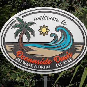 Custom Carved Beach House Sign: Oceanside Oasis Tropical Decor - Etsy