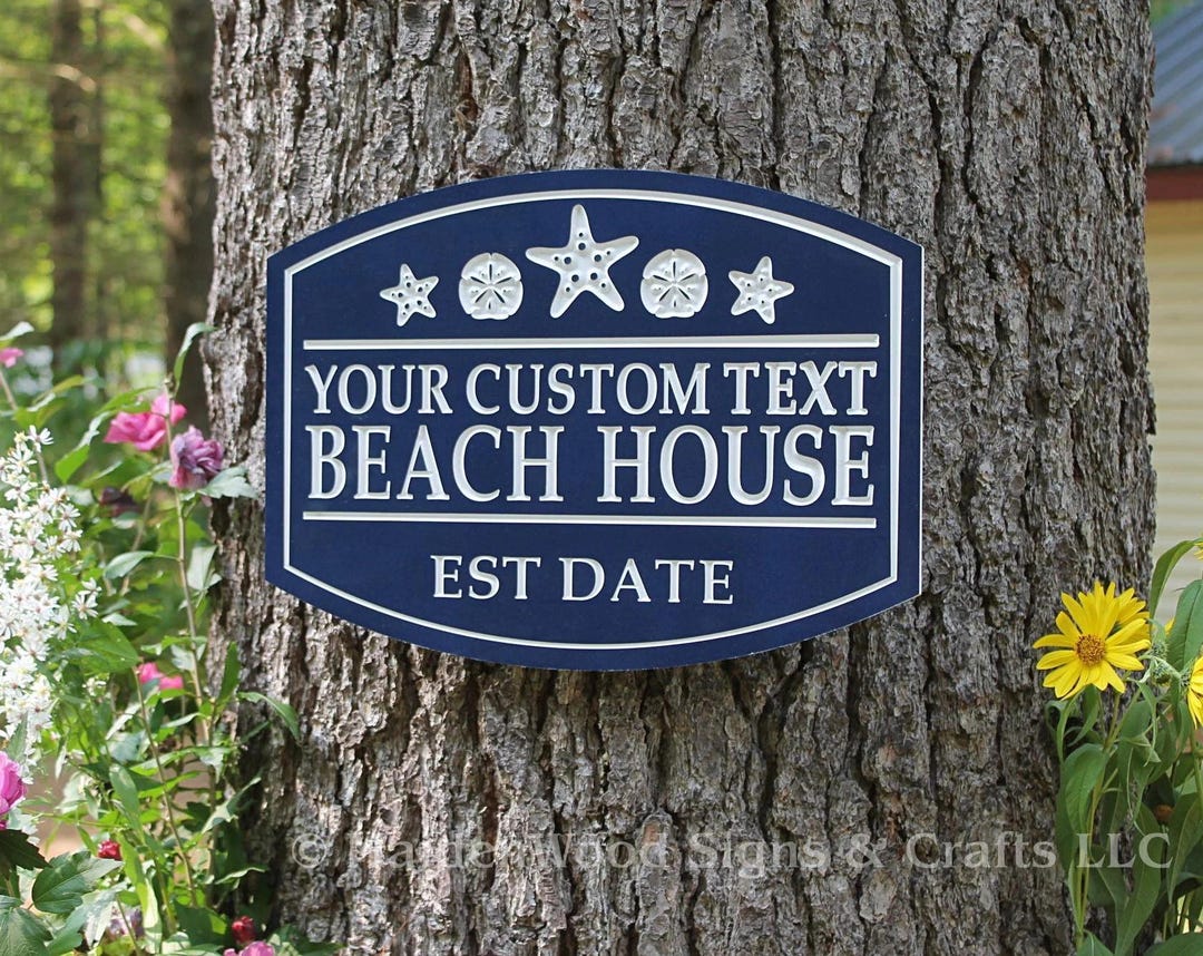 Custom Beach House Sign: Nautical Starfish Decor, Weatherproof PVC - Etsy