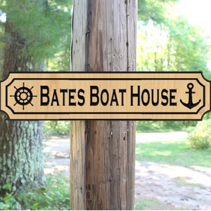 Custom Wood Boat House Sign Beach Nautical Anchor Decor / Custom Name ...