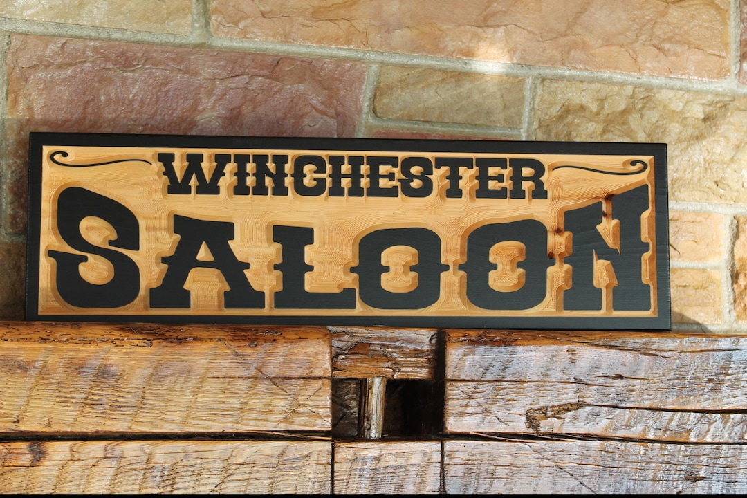Custom Carved Wood Saloon Sign: Rustic Western Bar Decor - Etsy