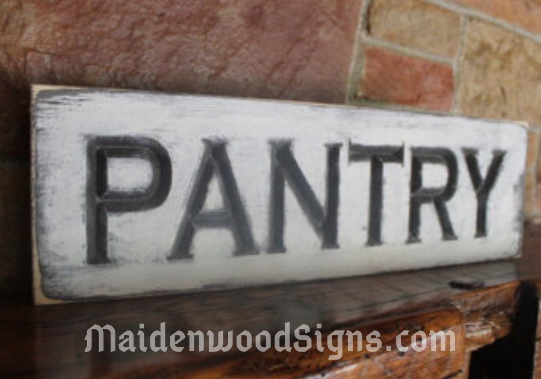 Rustic Pantry Sign / Carved Wooden Country Kitchen Wall Art / Farmhouse ...