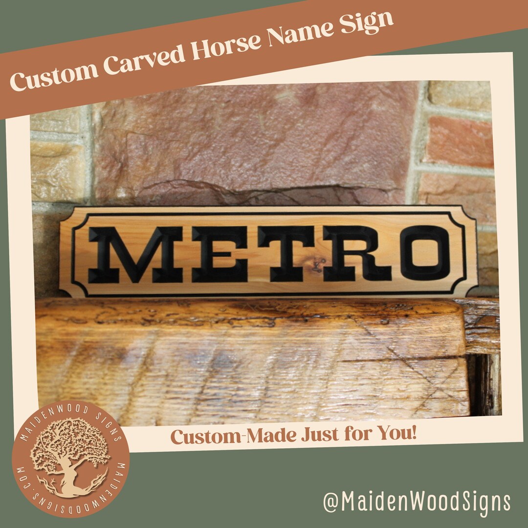 Custom Carved Cedar Horse Stall Sign: Equestrian Barn Name Plate - Etsy