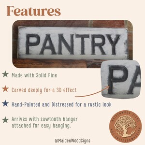 Rustic Pantry Sign / Carved Wooden Country Kitchen Wall Art / Farmhouse ...