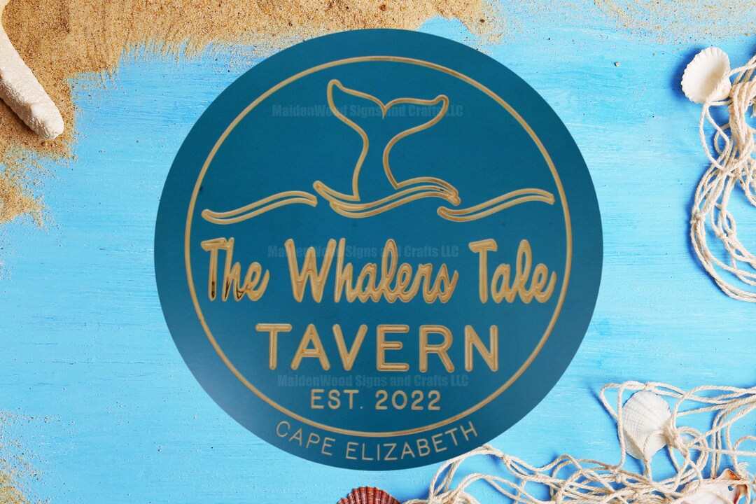 Whale Decor Nautical Tavern Beach Basement Home Bar Name Sign / Custom ...
