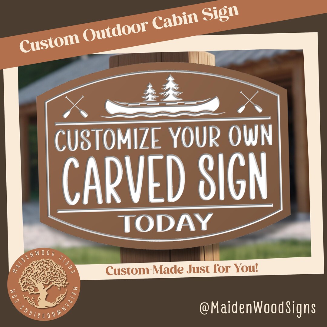 Custom Carved PVC Outdoor Sign – Canoe Cabin Entry, Lake House Decor ...