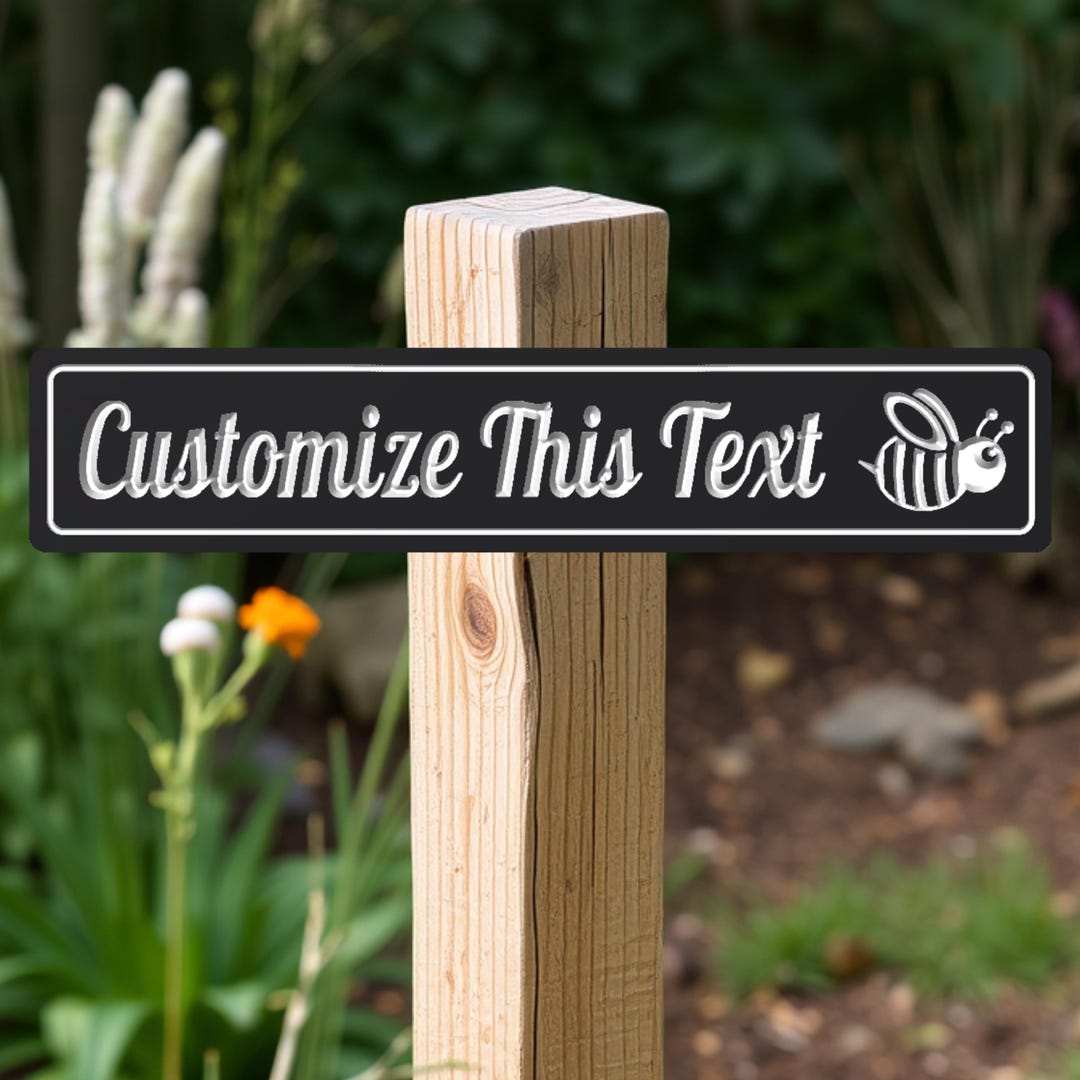 Custom Garden Sign With Bee – Personalized Black PVC Yard Sign ...