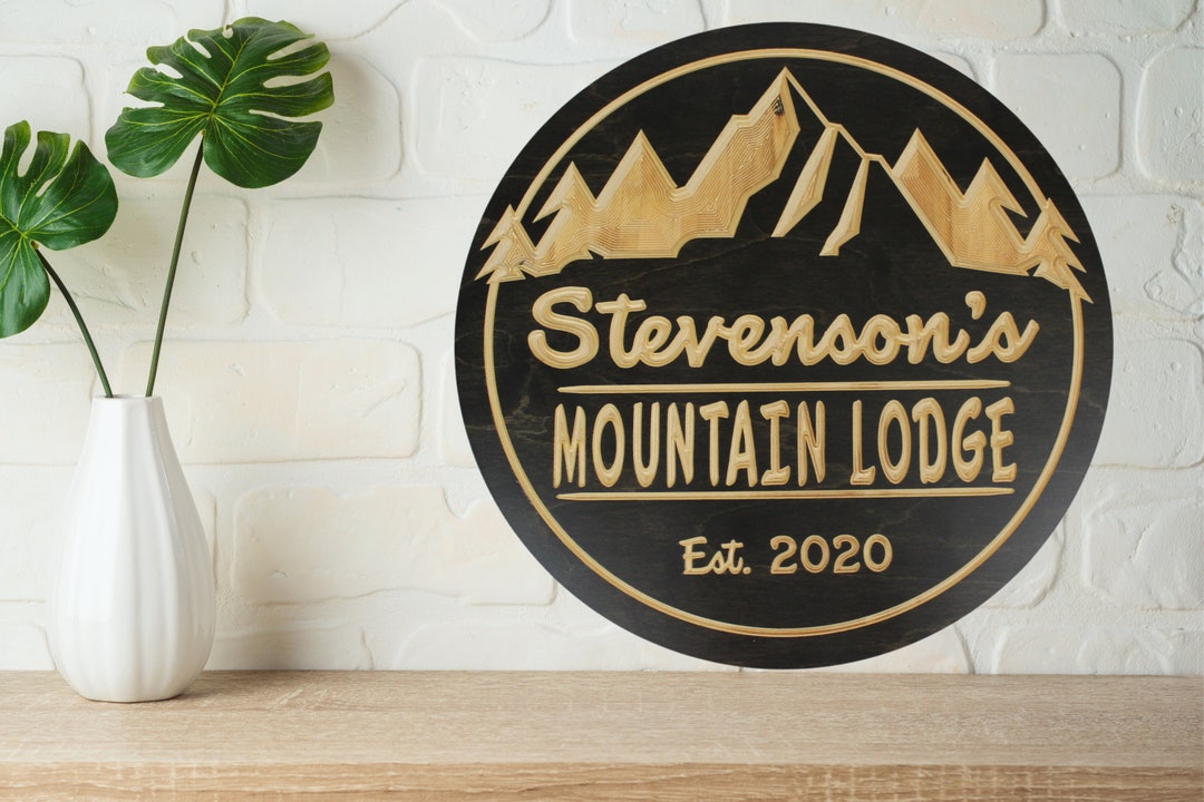 Custom Round Wood Sign / Lodge Sign Rustic Cabin Mountain Lodge Decor ...