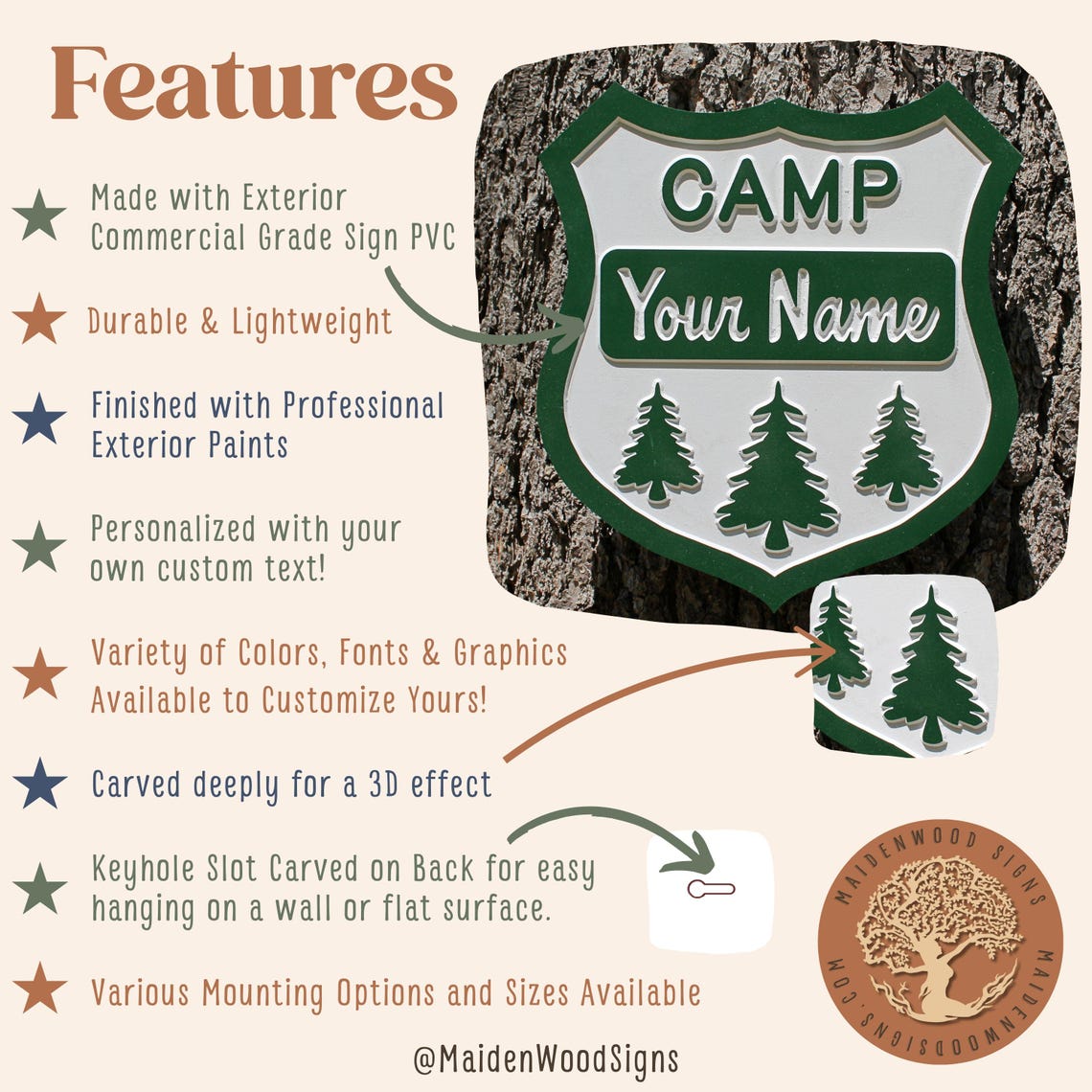 Custom Carved Camp Sign – Personalized Outdoor PVC Sign for Campsites ...