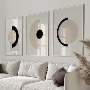 Mid Century Geometric Forms Printable Poster in Beige Tone, Modern ...