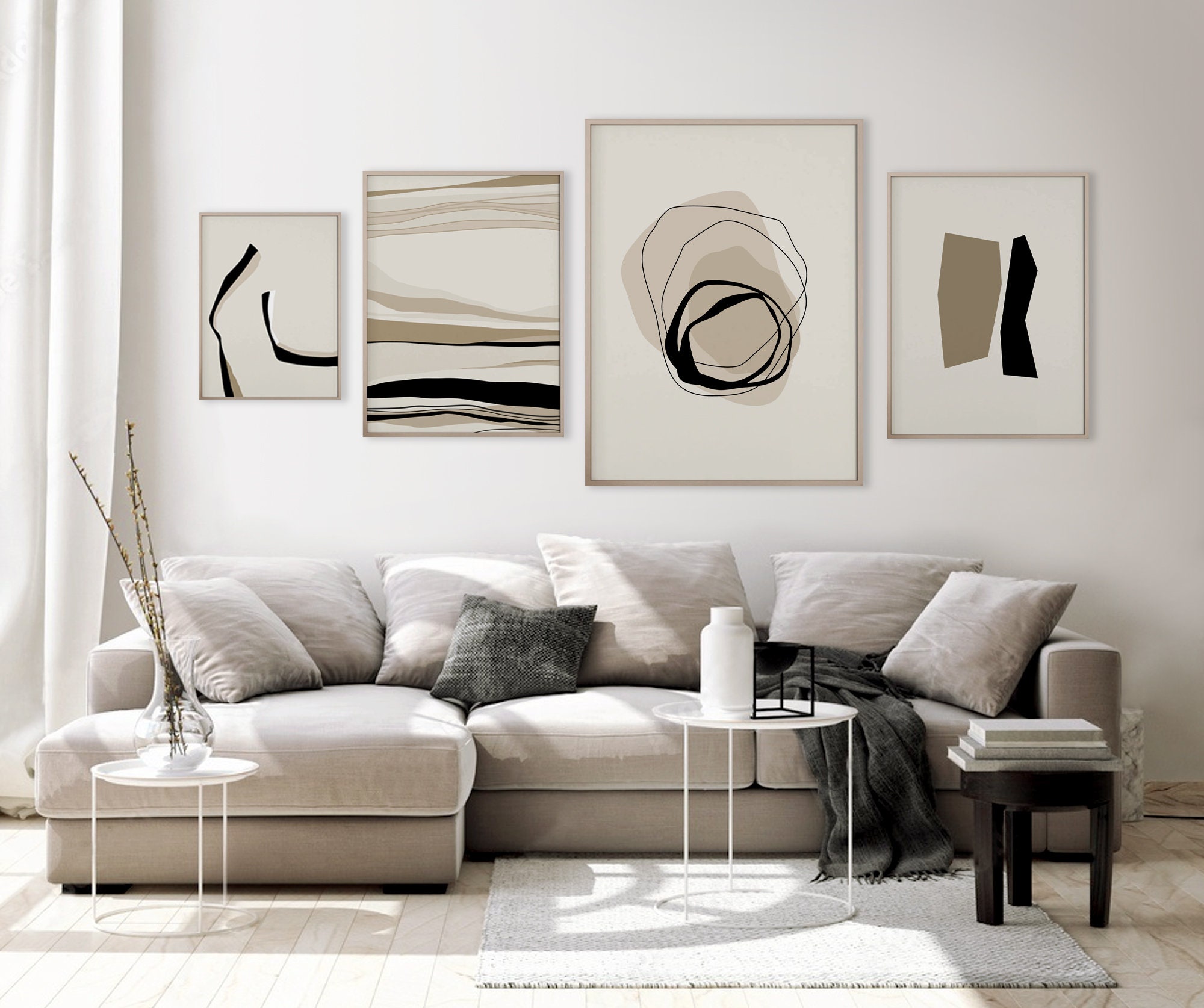 Neutral Gallery Wall Set Printable Download, Geometric Abstract ...