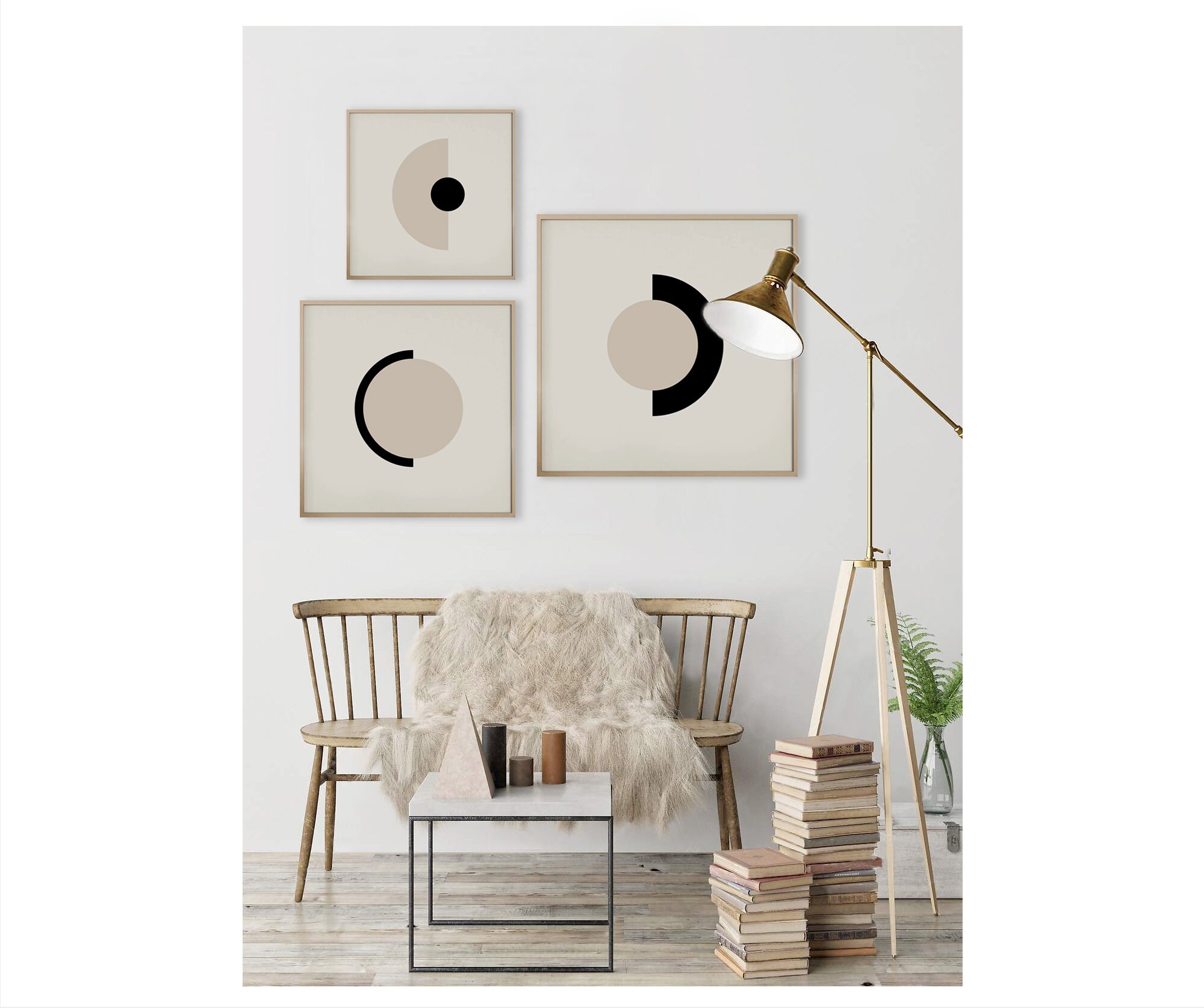 Mid Century Geometric Forms Printable Poster in Beige Tone, Modern ...