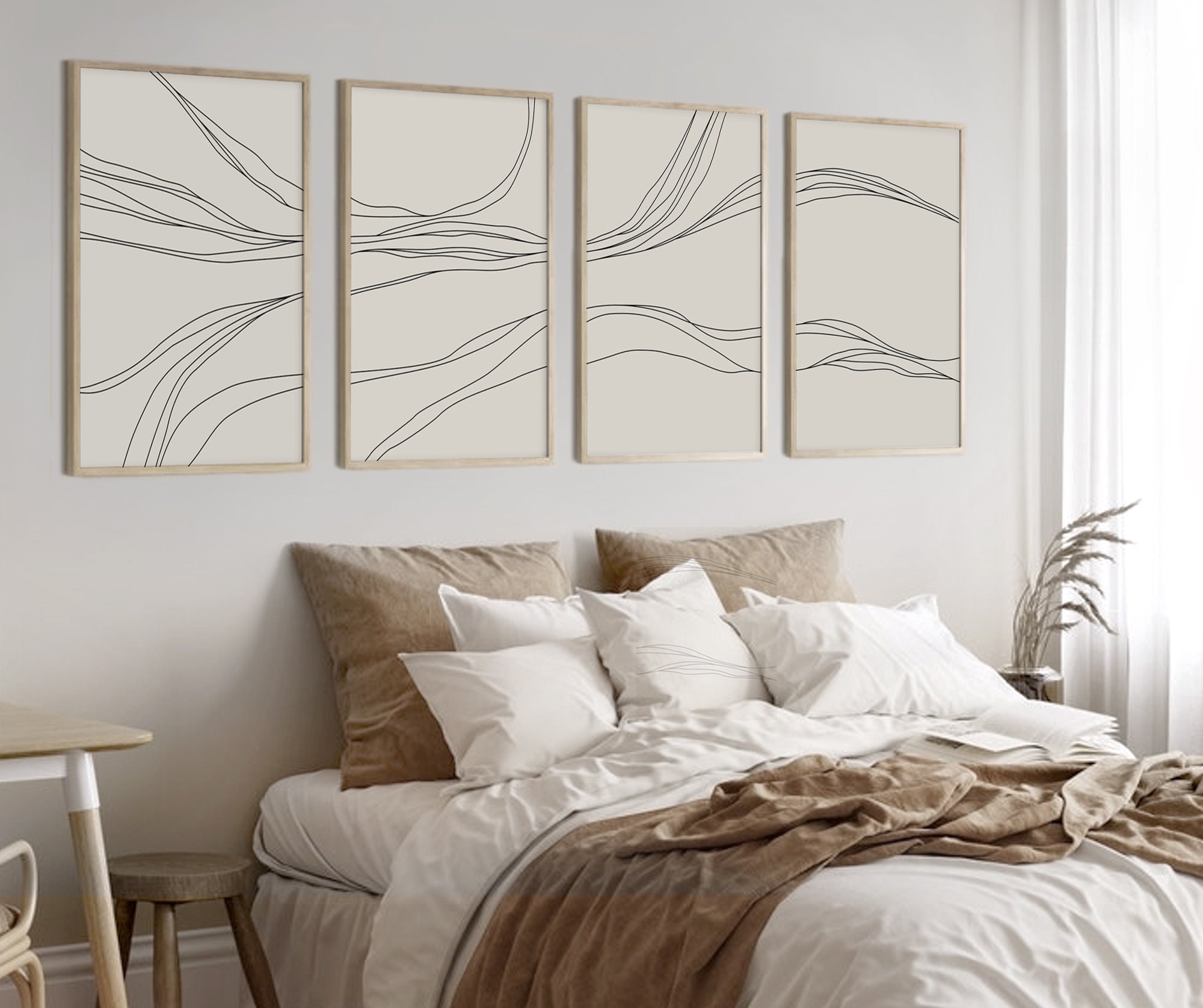 Minimal Printable Set of 4 Black Lines Posters Simple - Etsy