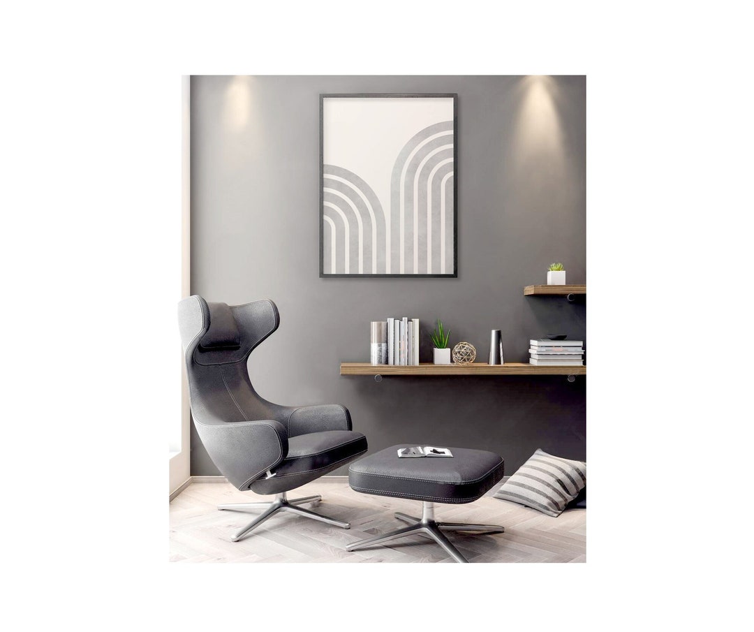 Geometric Line Arch Print Download in Gray and Ivory, Neutral ...