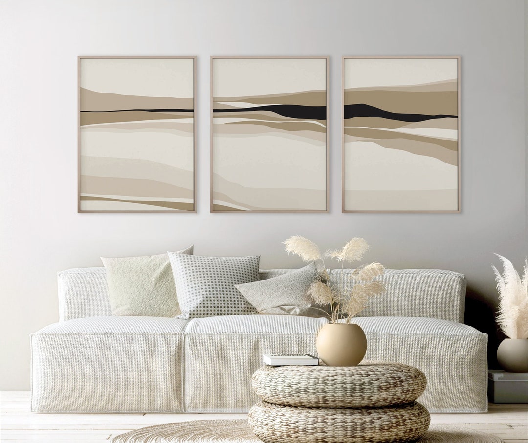 Beige Abstract Organic Shapes Printable Set Download, Simple Minimalist ...