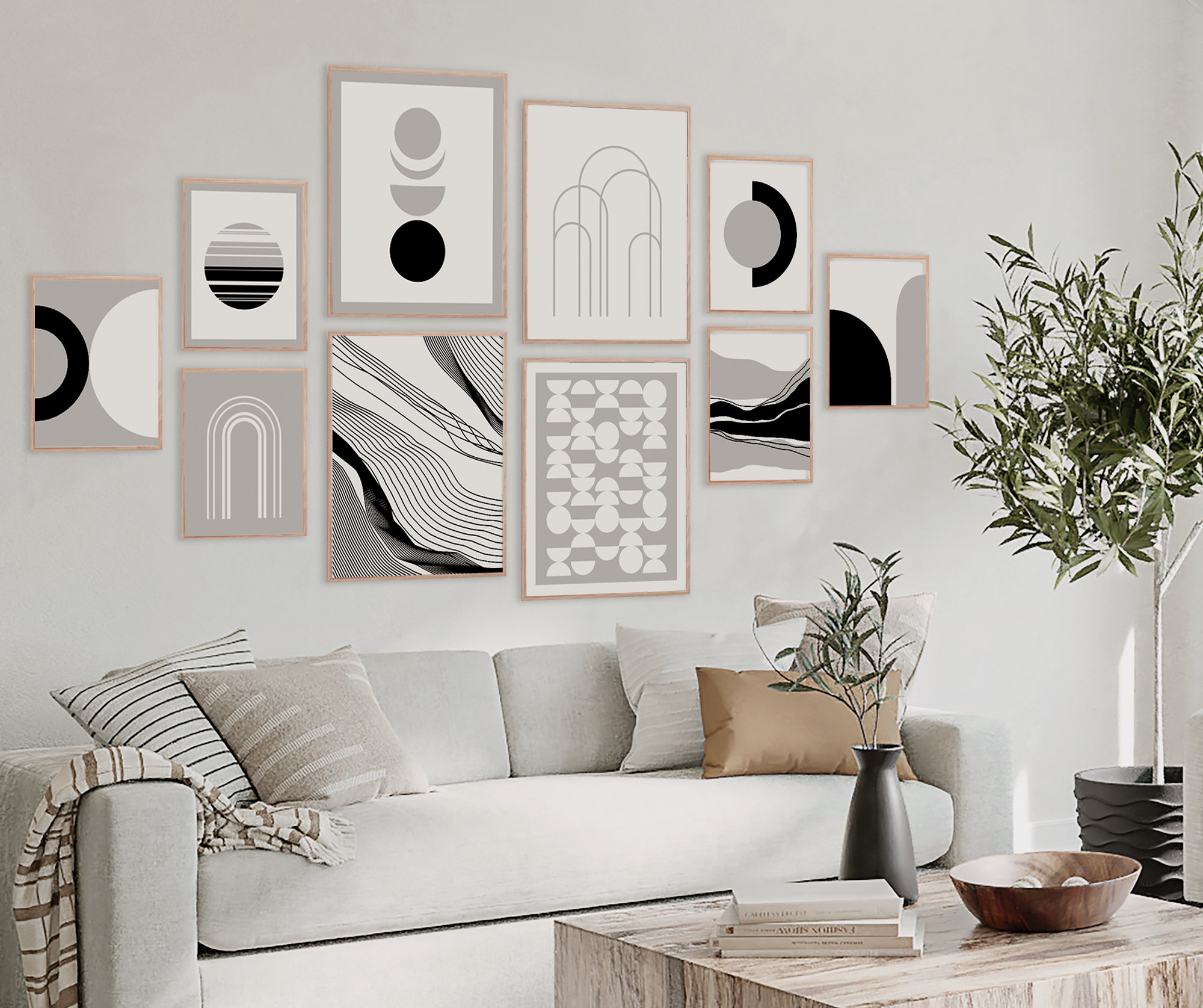 Mid Century Instant Download Printable Illustration Wall Art Set in ...