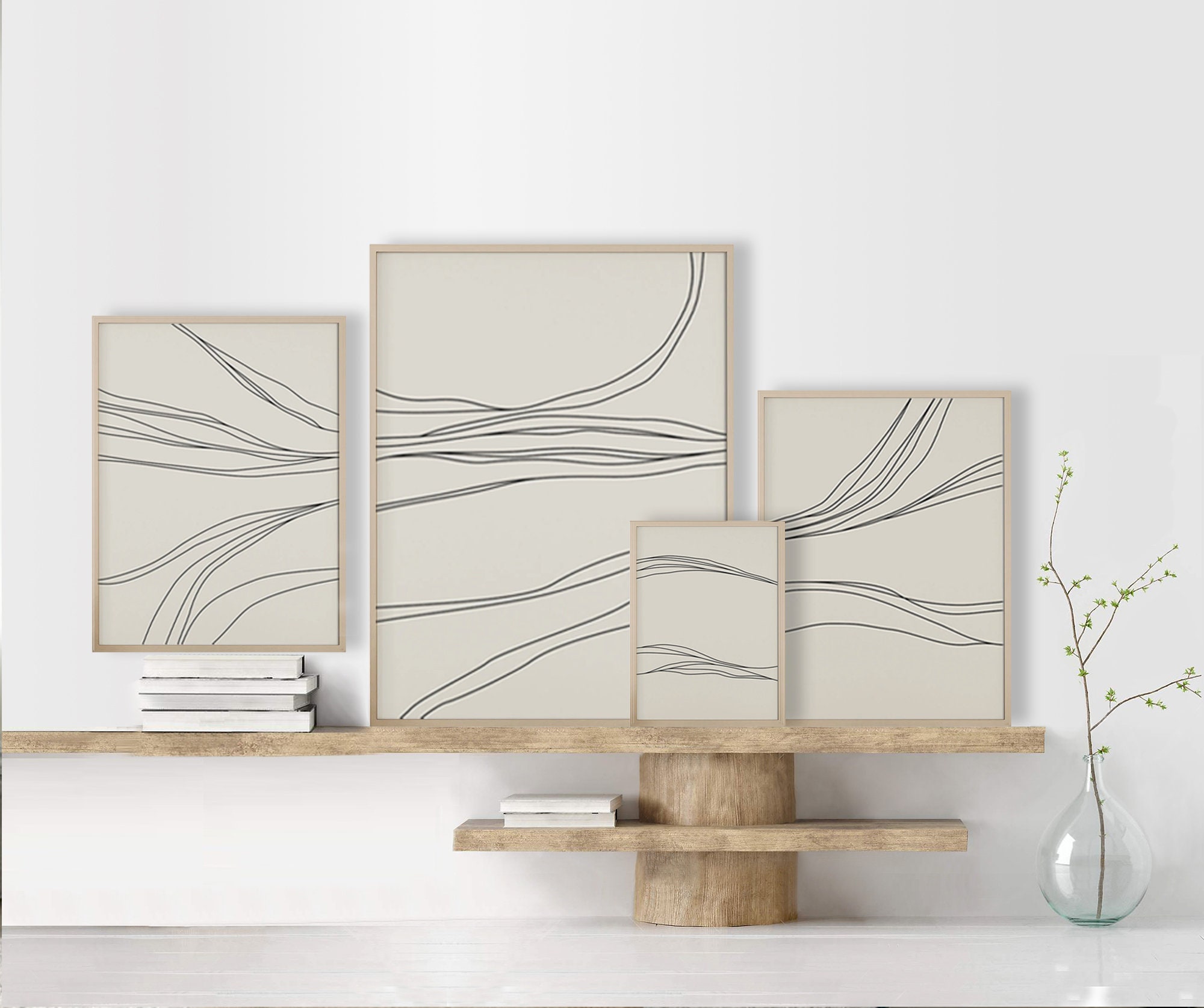 Minimal Printable Set of 4 Black Lines Posters Simple - Etsy