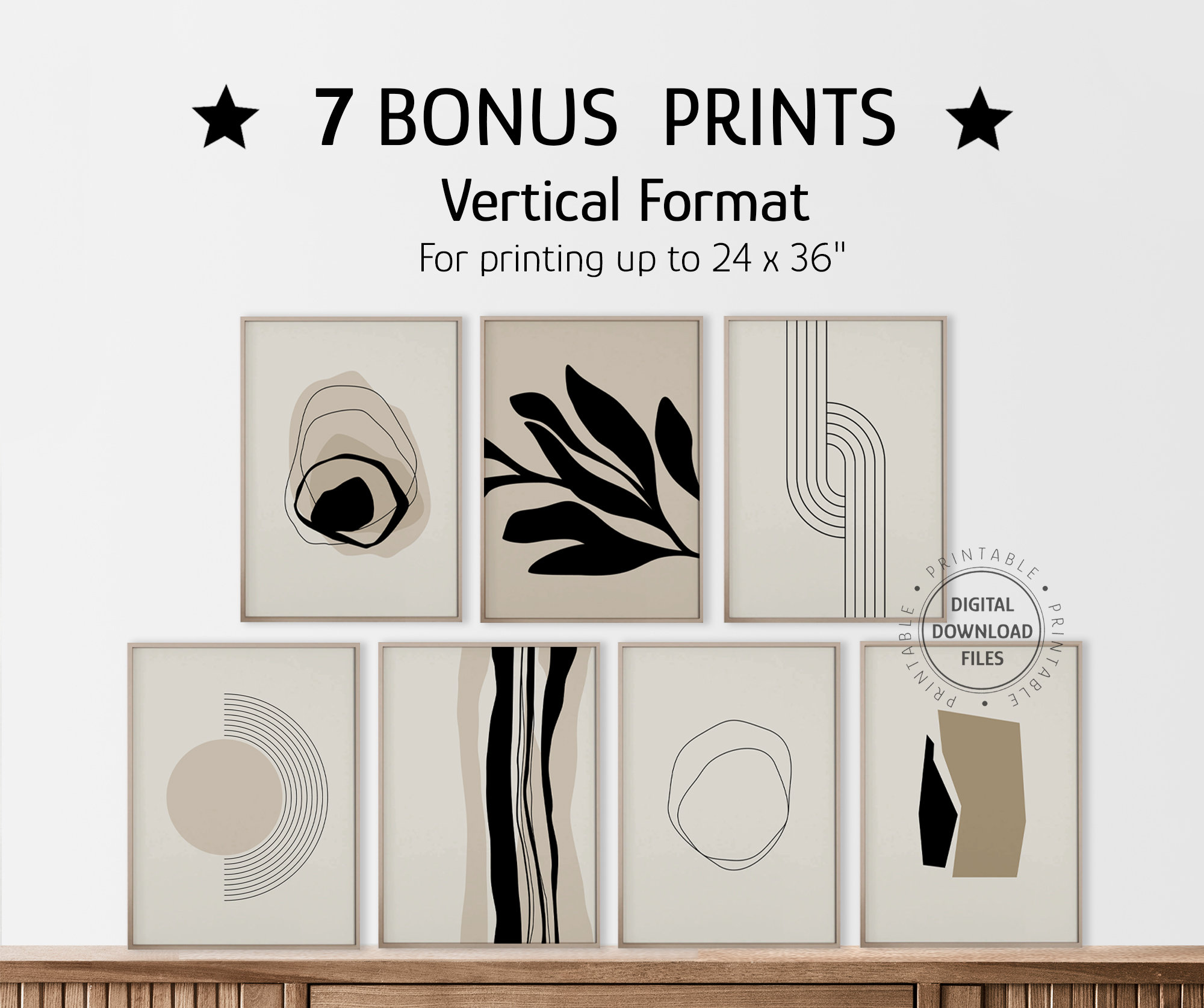 Neutral Minimal Wall Art Set of 3 Printable Posters, Beige White ...