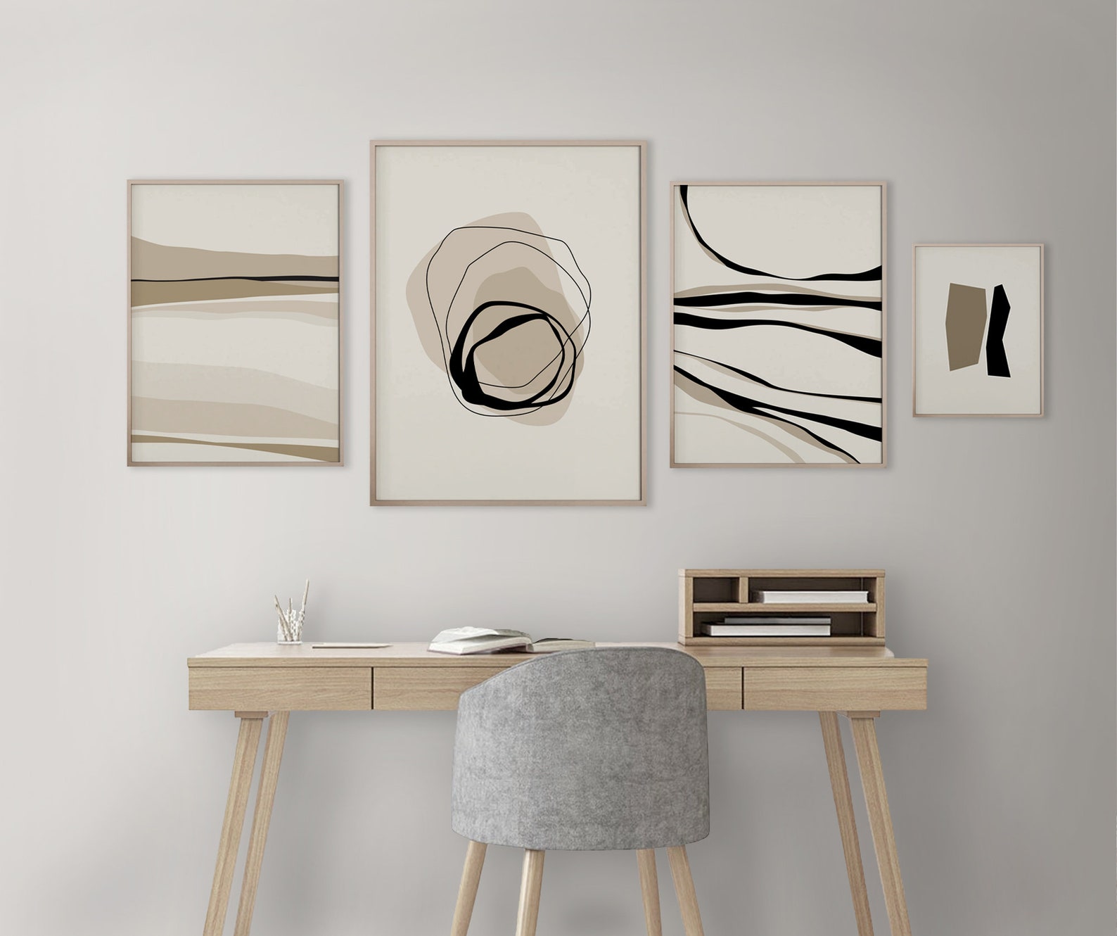Neutral Gallery Wall Set Printable Download, Geometric Abstract ...
