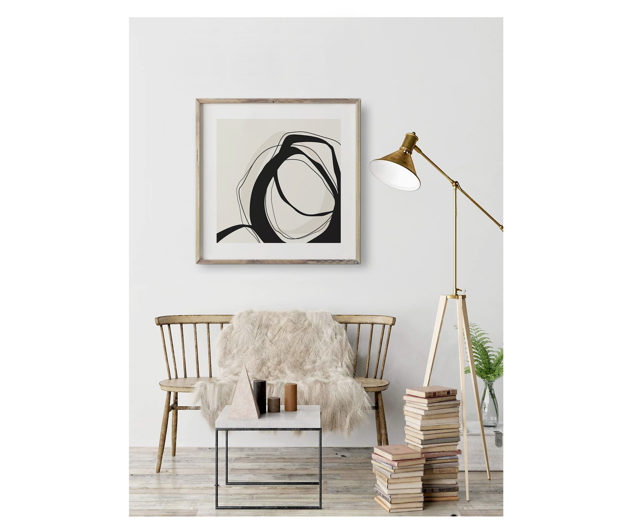 Square Minimalist Squiggle Wall Art Download, Organic Circle Shape ...