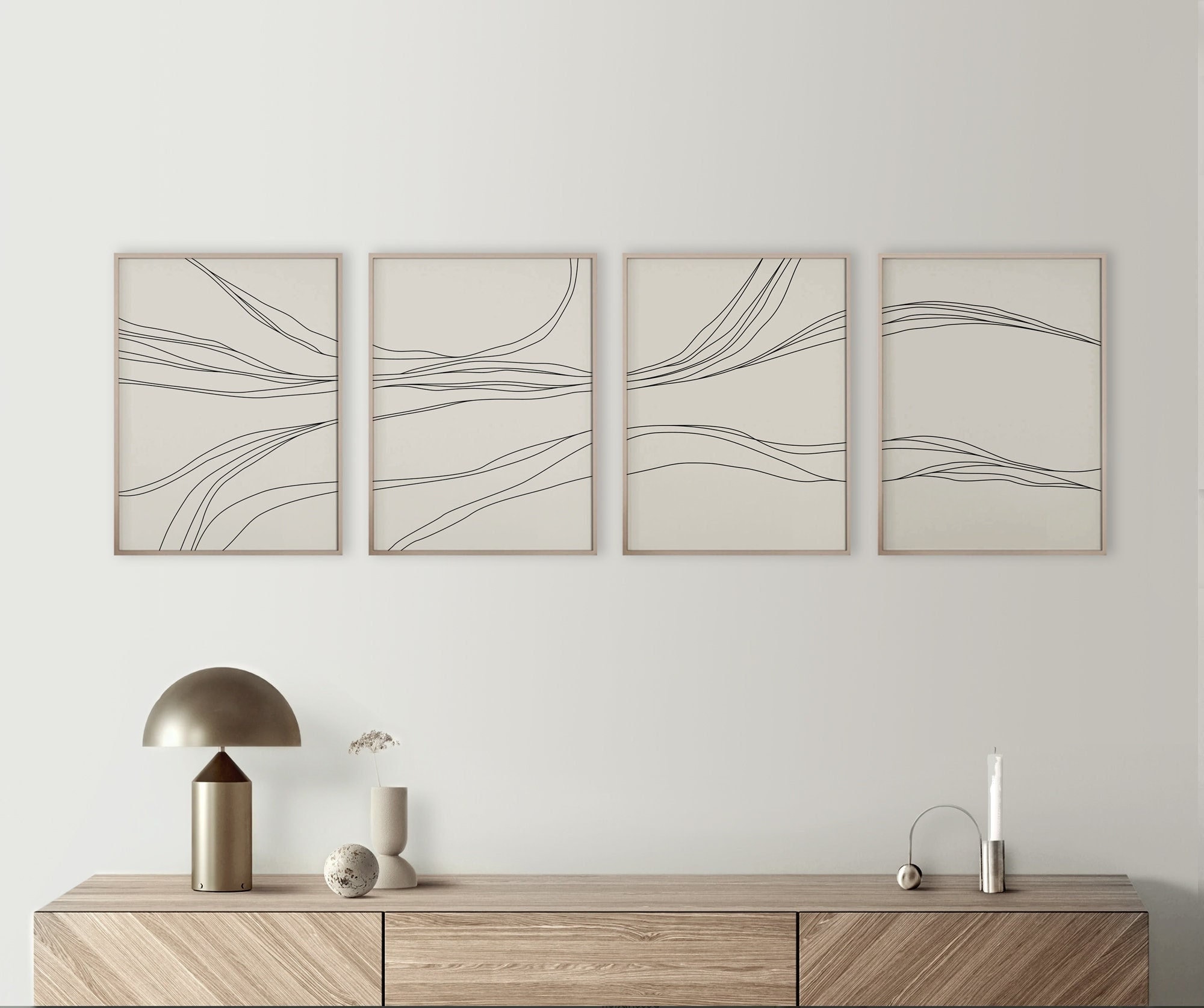 Minimal Printable Set of 4 Black Lines Posters Simple - Etsy