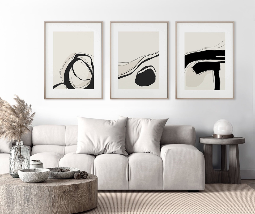 Simple Modern Line Drawing Printable Artwork Black and White ...