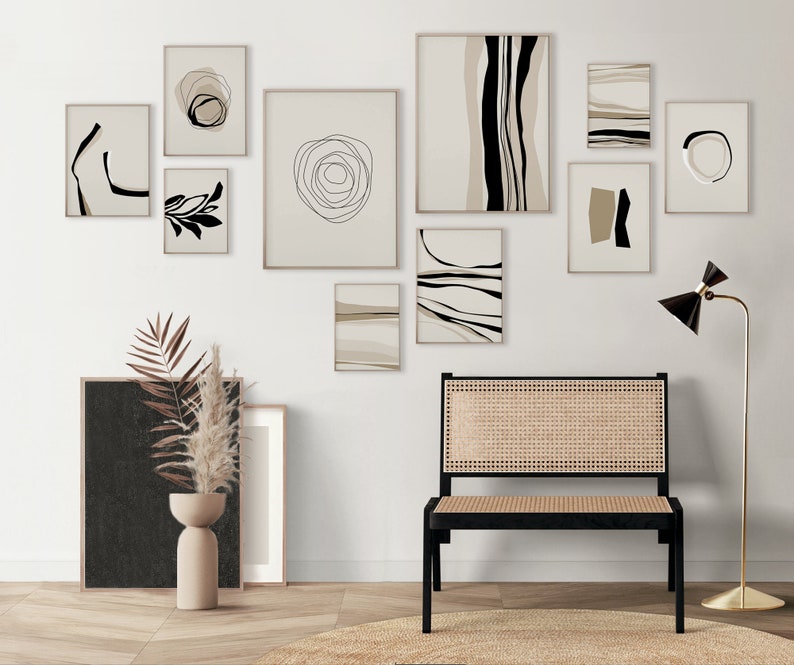Neutral Gallery Wall Set Printable Download, Geometric Abstract ...