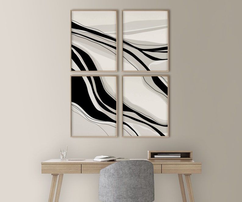Lines and Shapes Poster Set Download, Simple Abstract Printable Wall ...