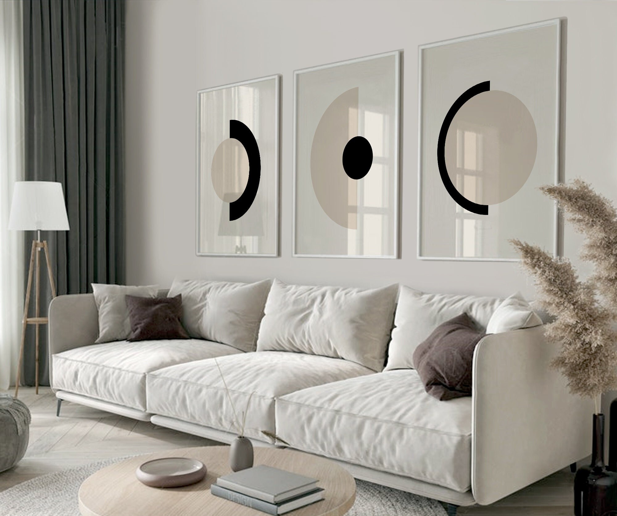 Mid Century Geometric Forms Printable Poster in Beige Tone, Modern ...