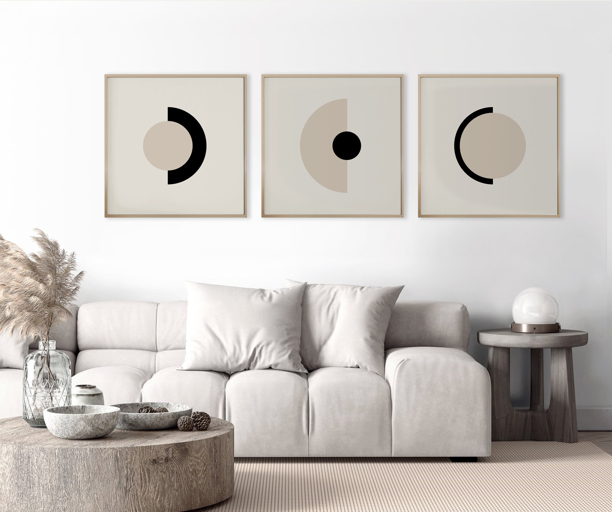 Mid Century Geometric Forms Printable Poster in Beige Tone, Modern ...