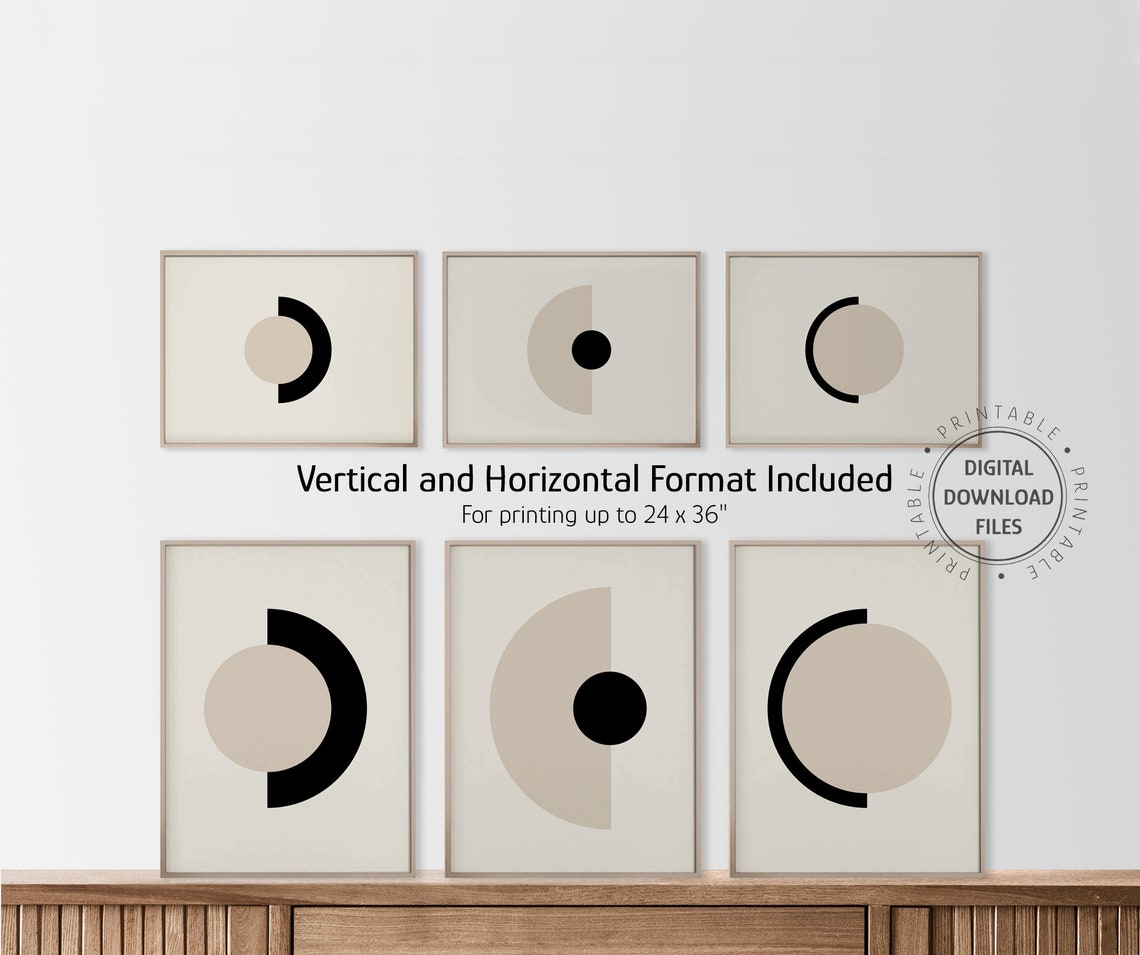 Mid Century Geometric Forms Printable Poster in Beige Tone, Modern ...