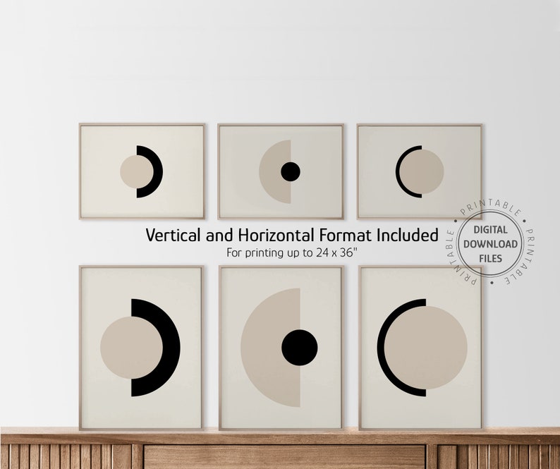 Mid Century Geometric Forms Printable Poster in Beige Tone, Modern ...