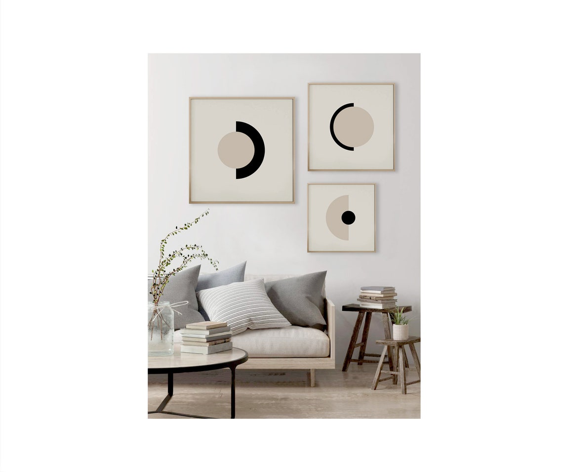 Mid Century Geometric Forms Printable Poster in Beige Tone, Modern ...