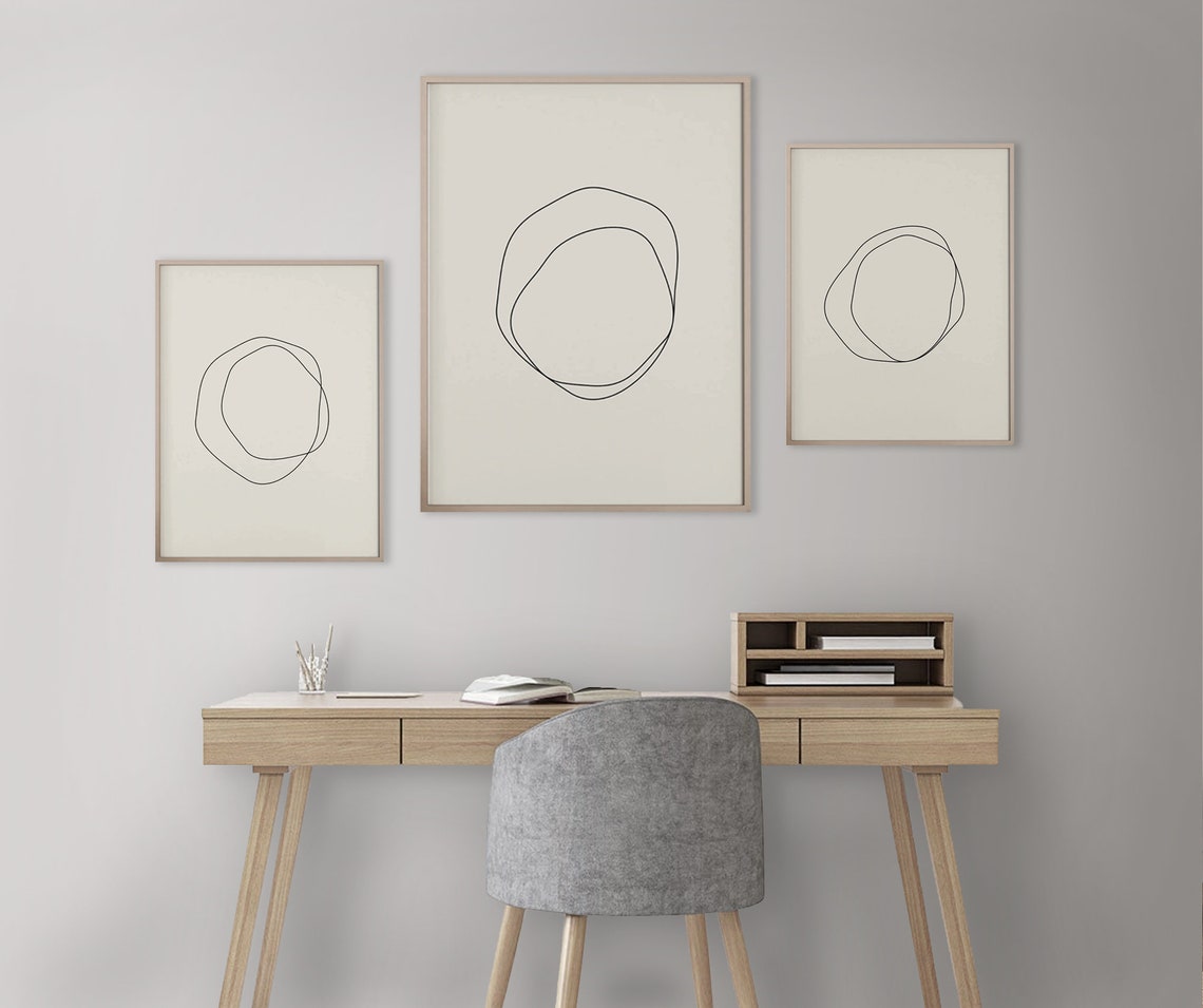 Black Circle Line Print Download Set of 3 Modern Lines - Etsy